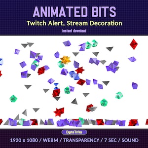Animated Bits Twitch Alerts, Stream Decoration, Bits Raining, New ...