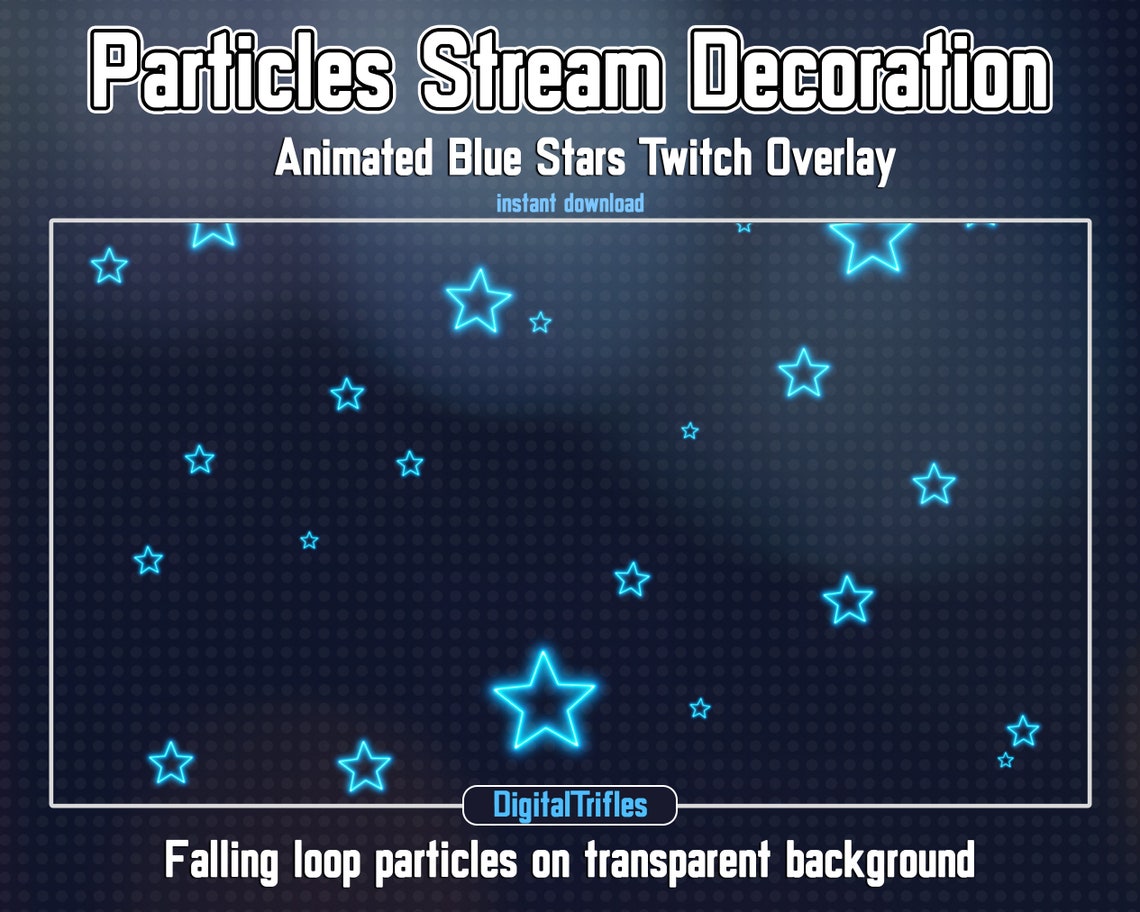 Blue Stars Twitch Overlay, Animated Stream Decoration, Loop Falling ...