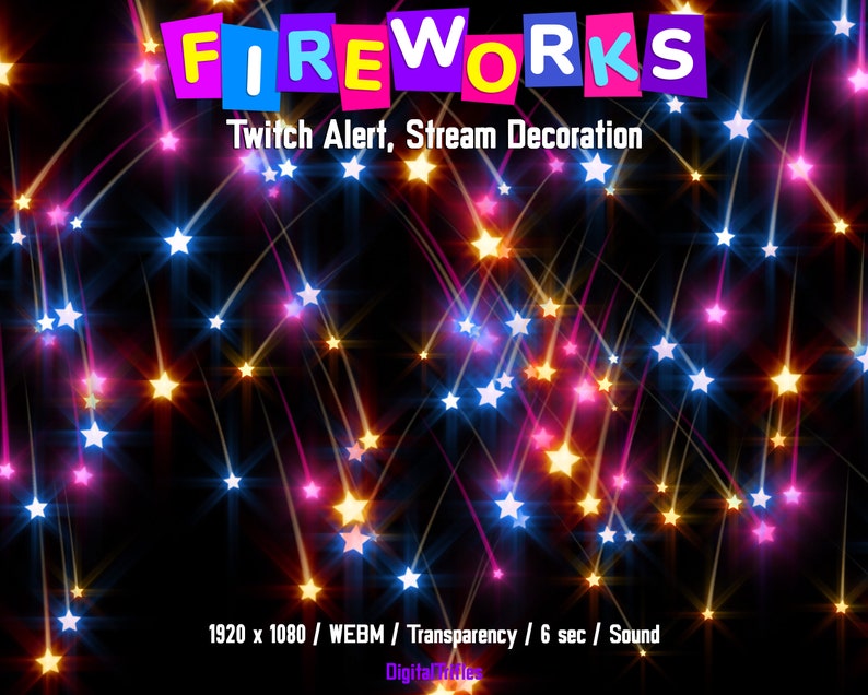 Twitch Alert Fireworks, Animated Stream Overlay, Follow, Gift Subs ...