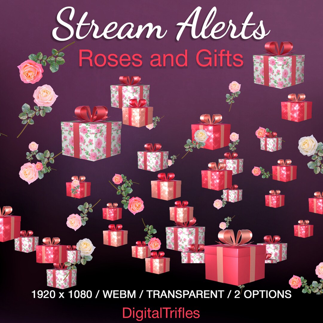 Twitch Alerts Gifts and Roses, Animated Overlays, Stream Alerts Pink ...
