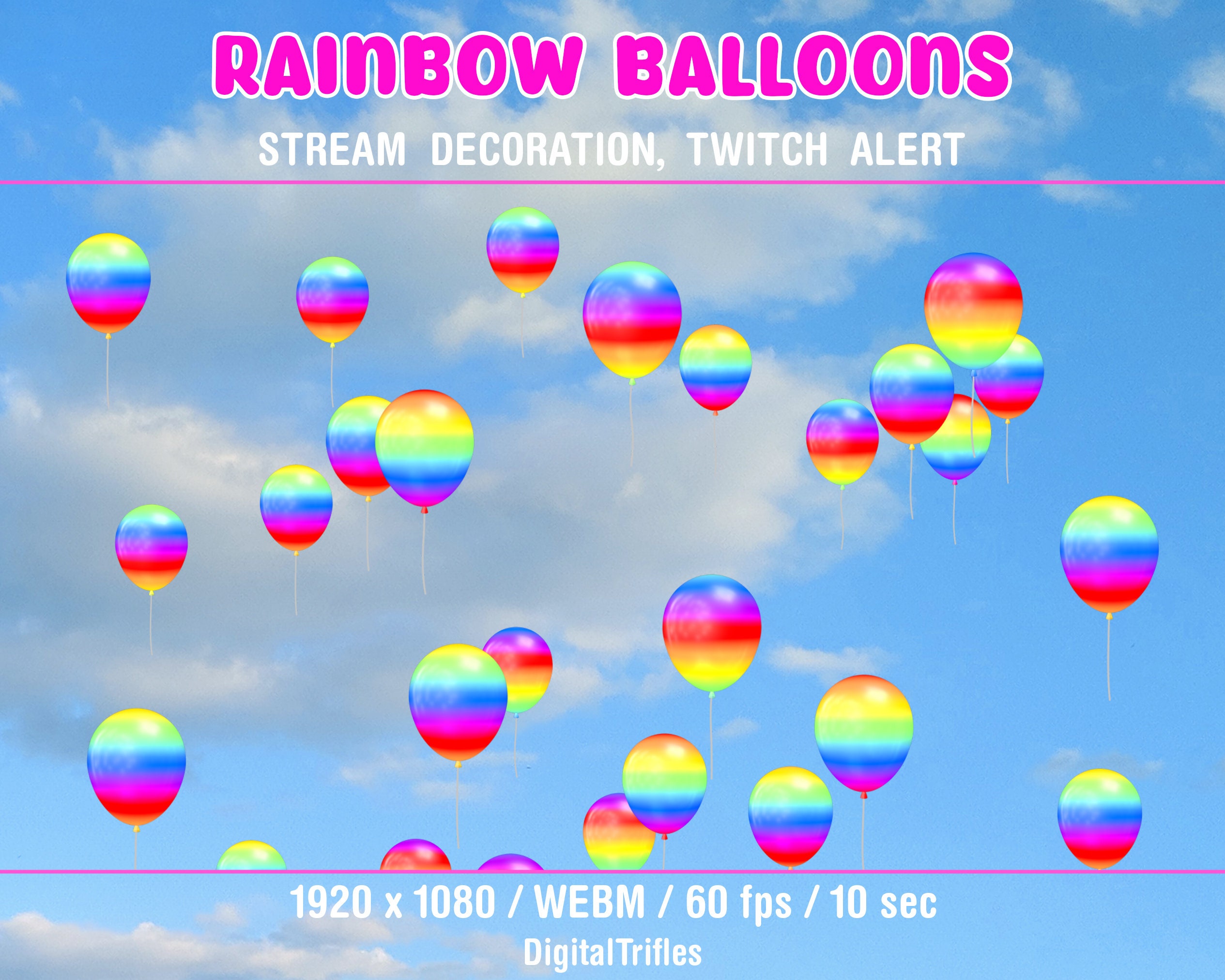 Twitch Overlay Rainbow Balloons, Animated Alert, Bright Colorful Stream ...