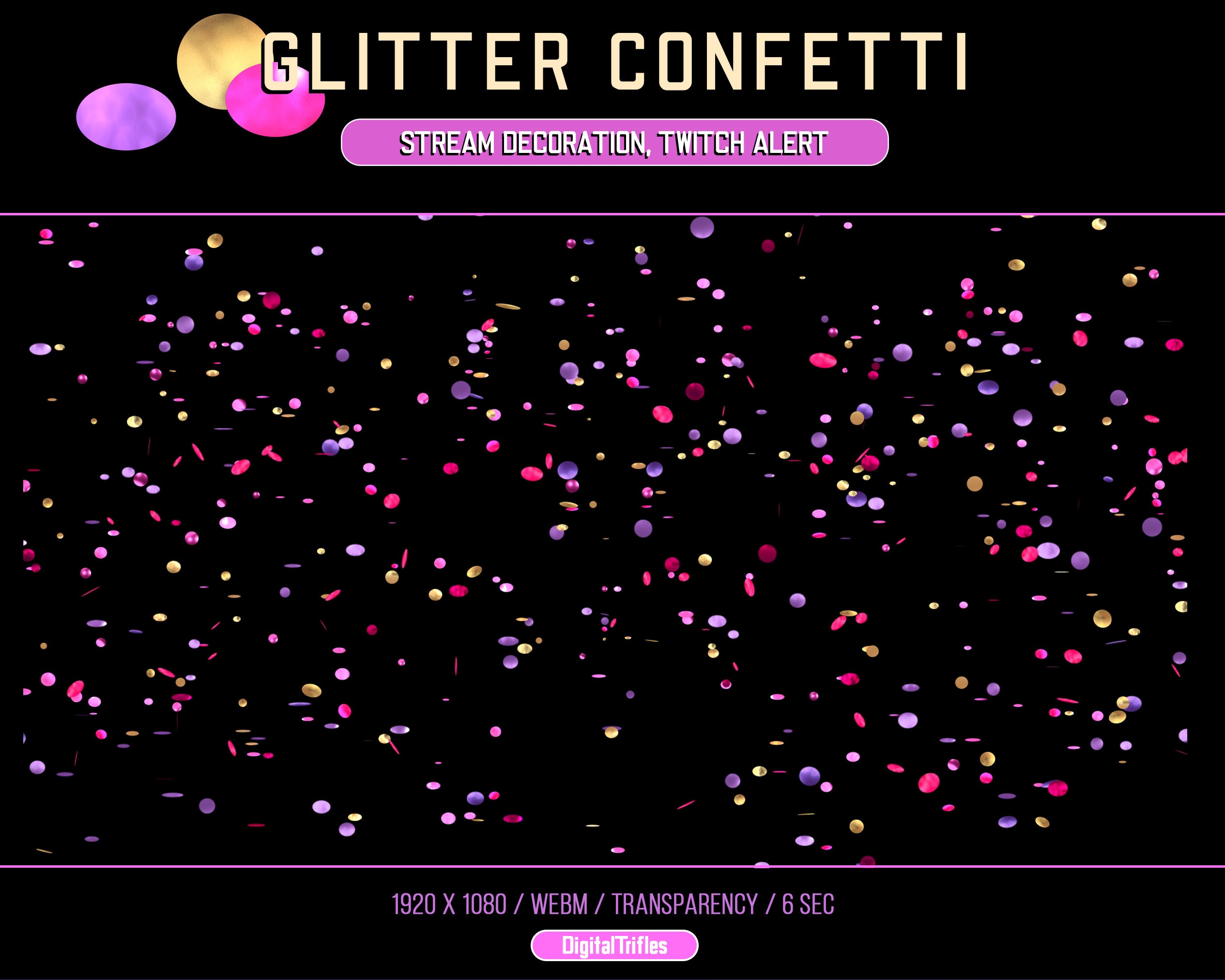 Twitch Confetti Overlay, Stream Alert, Animated Decoration, Festive ...