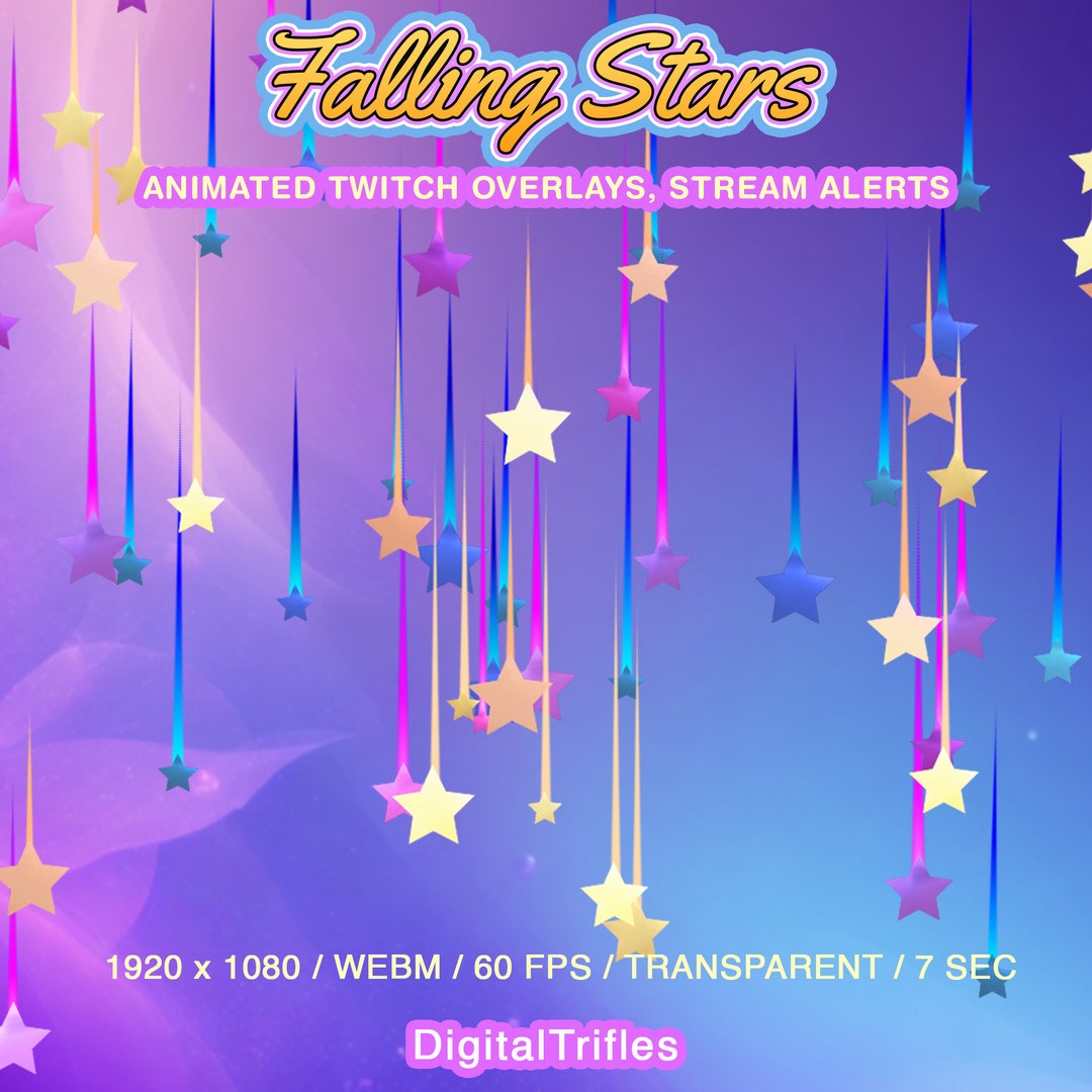 Falling Stars Twitch Alert, Animated Stream Decoration, Cute Shining ...