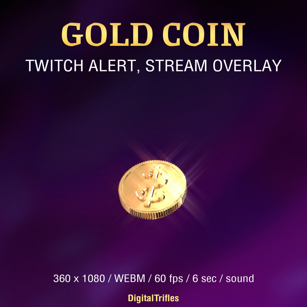 Donation Twitch Alert, Animated Gold Coin, Stream Overlay Gold Money, Coin Clink, Tip, Gifted ...