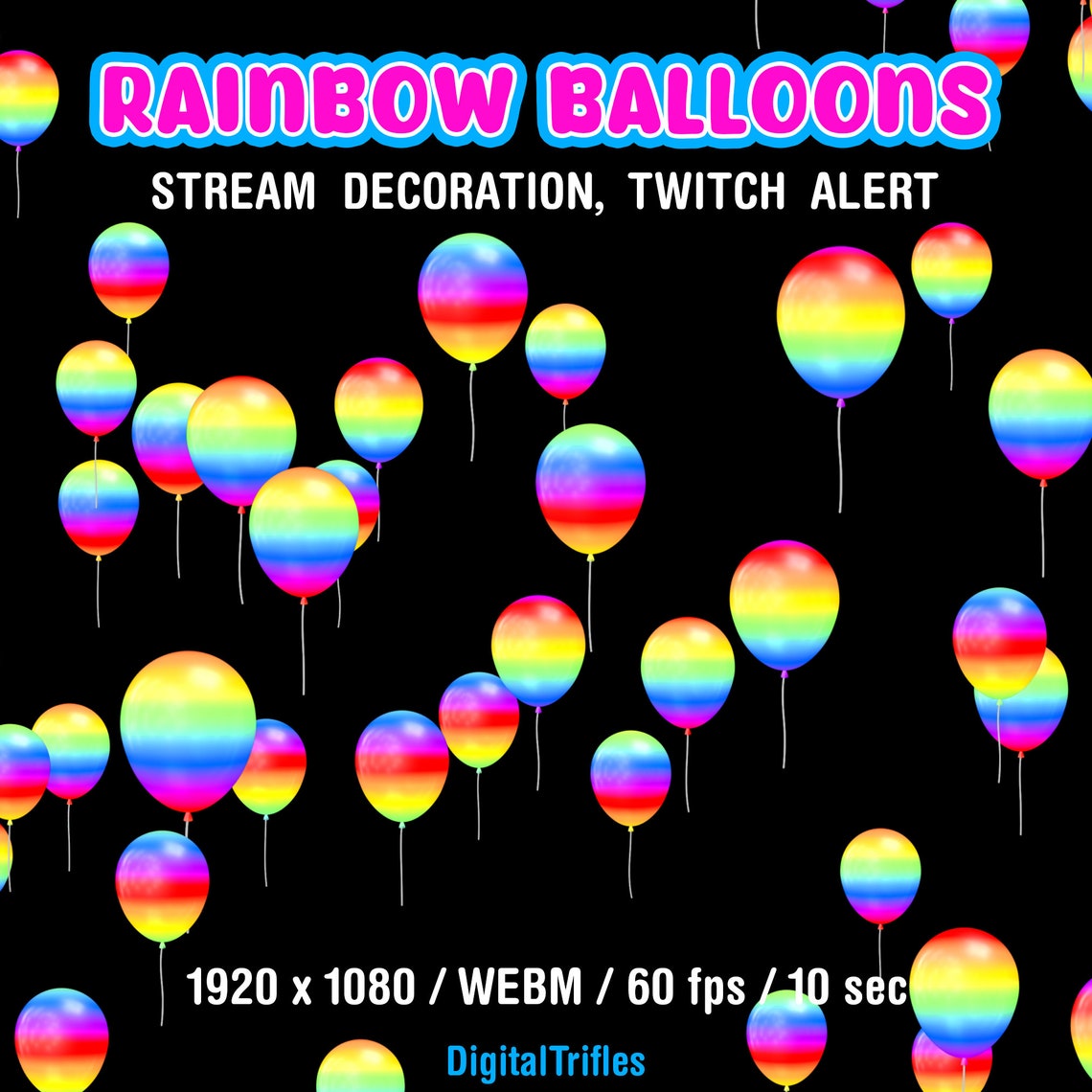 Twitch Overlay Rainbow Balloons, Animated Alert, Bright Colorful Stream ...