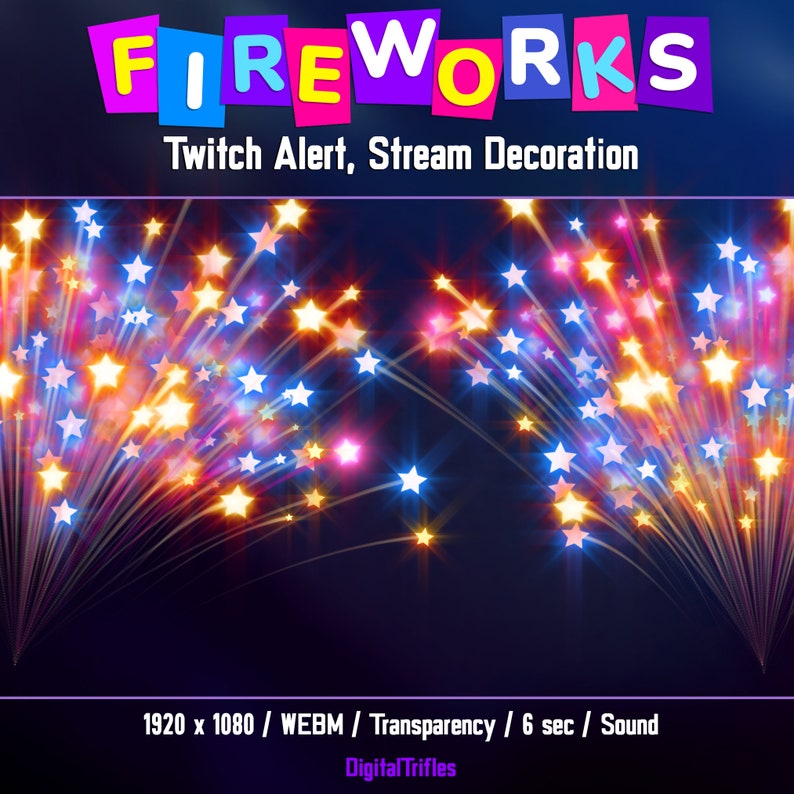 Twitch Alert Fireworks, Animated Stream Overlay, Follow, Gift Subs ...