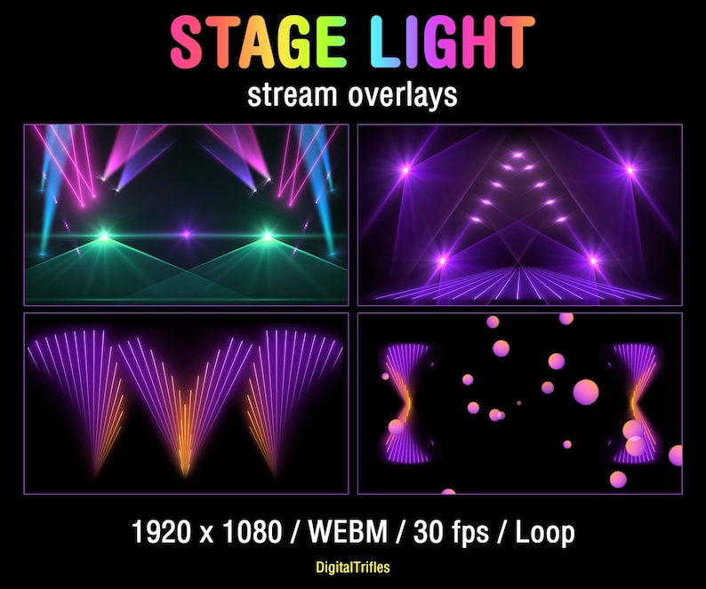 Stage Stream Overlay Pack, 12 Laser and Light FX, Twitch Overlays for ...