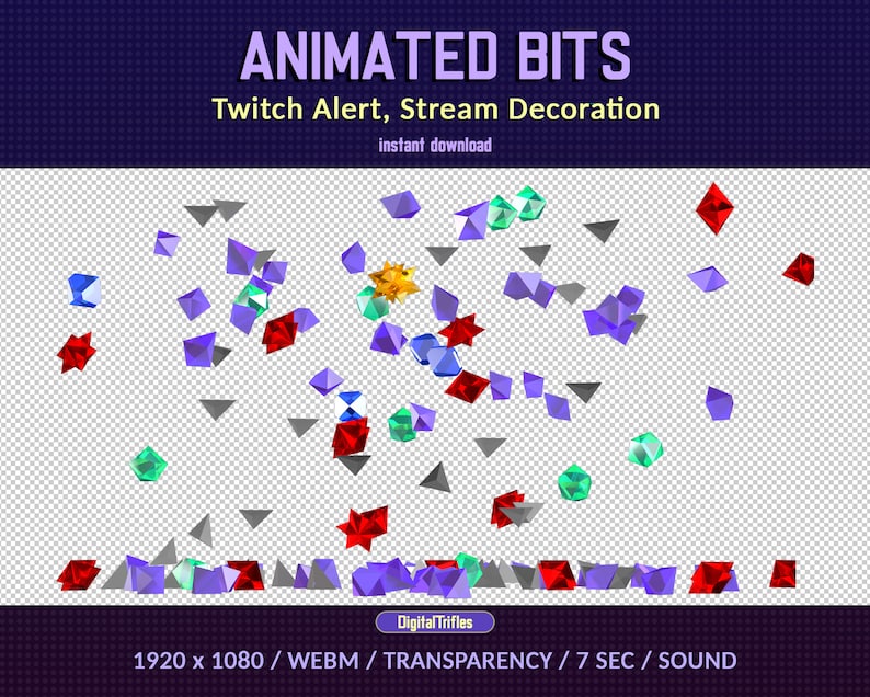 Animated Bits Twitch Alerts, Stream Decoration, Bits Raining, New ...