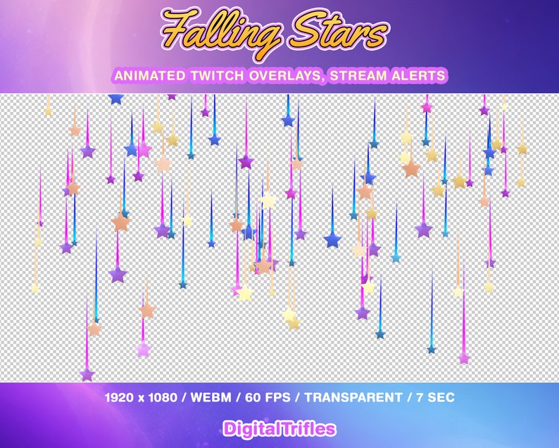 Falling Stars Twitch Alert, Animated Stream Decoration, Cute Shining ...