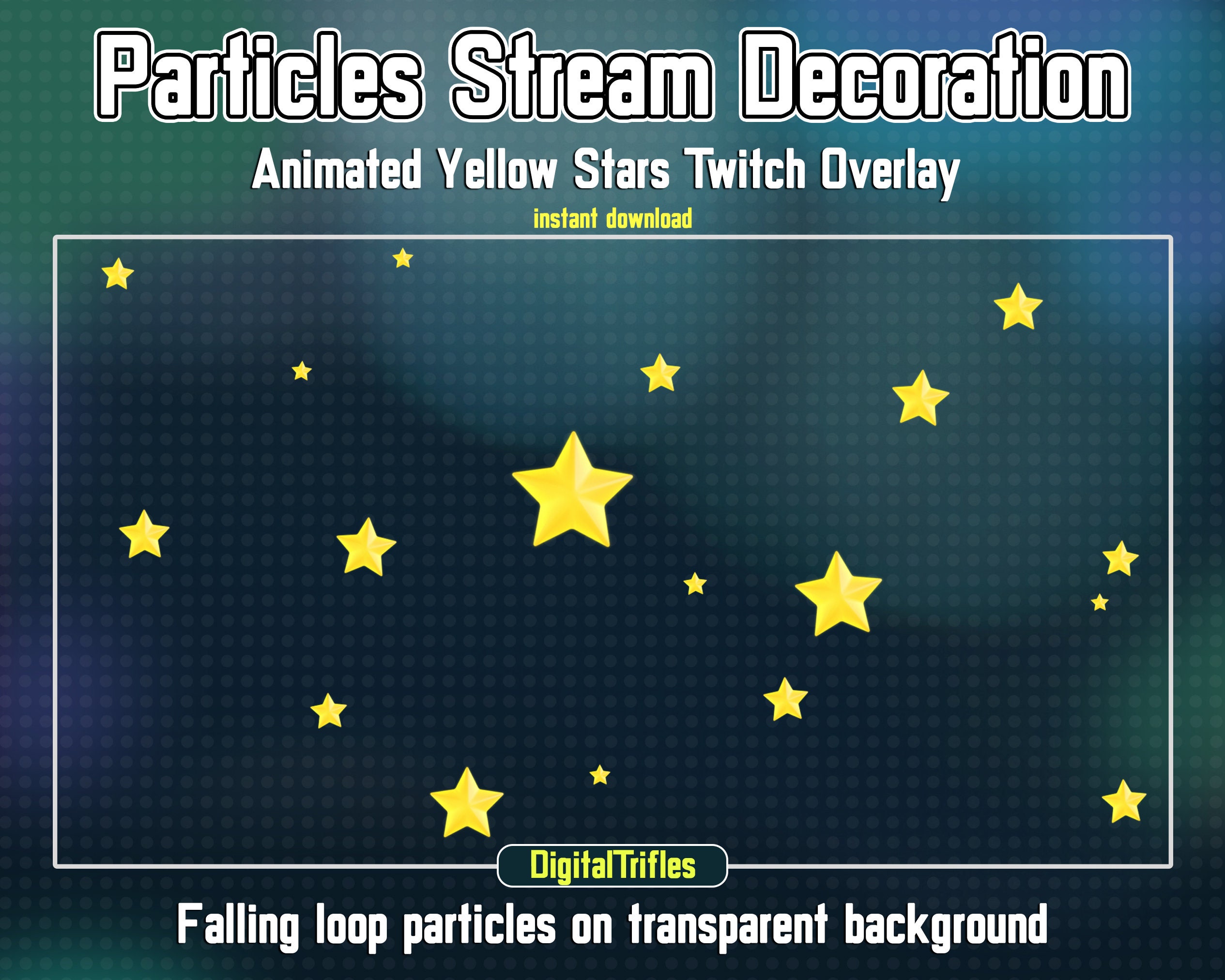 Yellow Neon Falling Stars, Holyday Twitch Overlay, Stream Decoration ...
