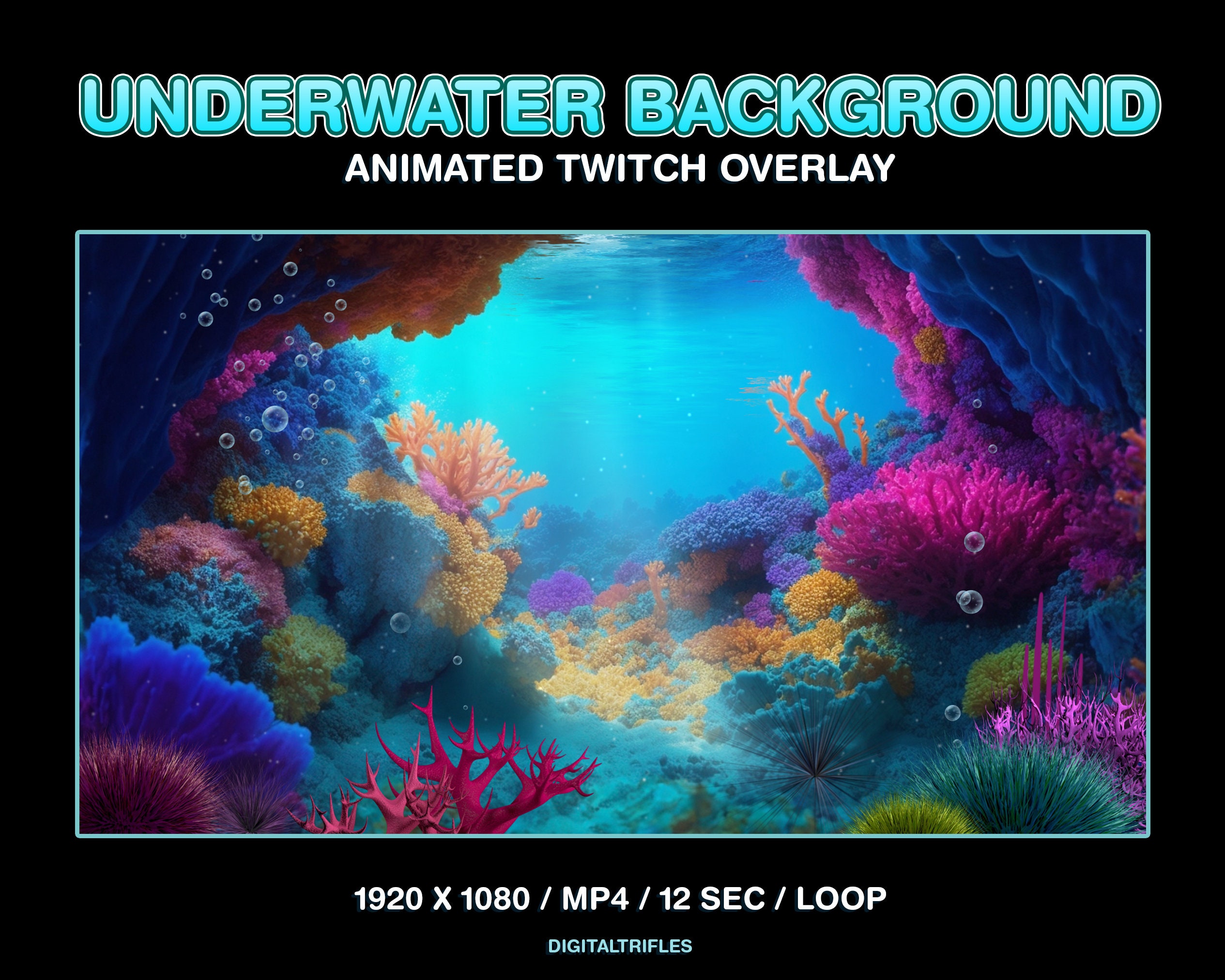 Underwater Animated Background, Colorful Twitch Overlay, Vtuber Stream ...