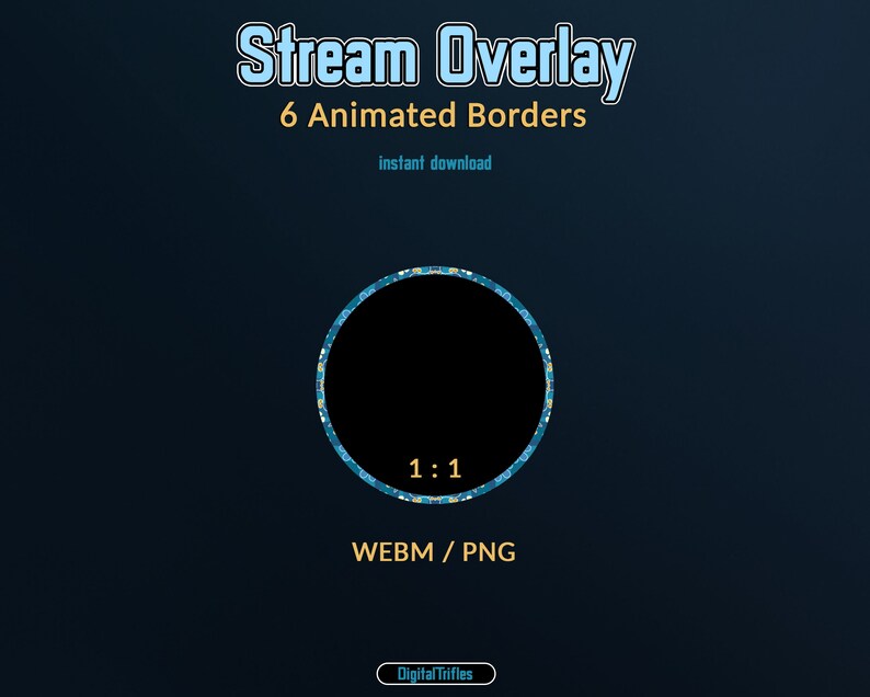 Webcam Overlays for Twitch, Youtube, Animated Blue Border Overlay Pack ...