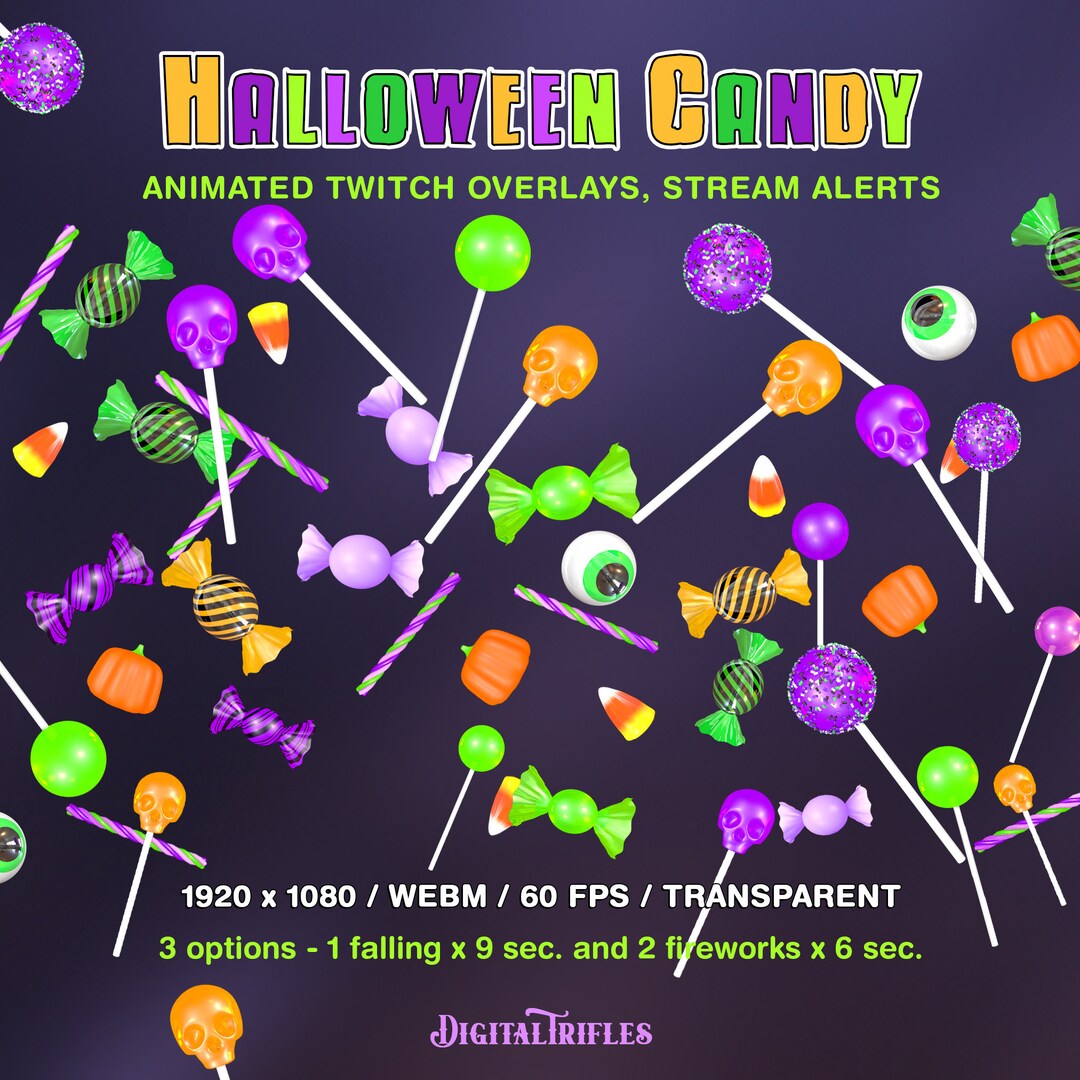 Animated Halloween Candy Twitch Overlays, Stream Alerts, Trick or Treat ...