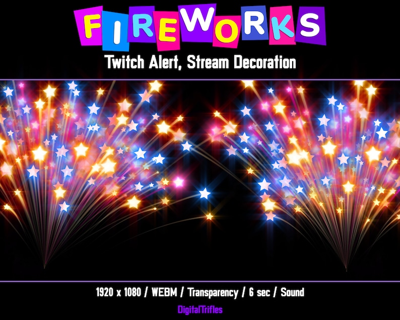 Twitch Alert Fireworks, Animated Stream Overlay, Follow, Gift Subs ...