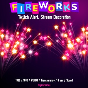 Twitch Alert Fireworks, Stream Asset, Animated Overlay, Followers ...