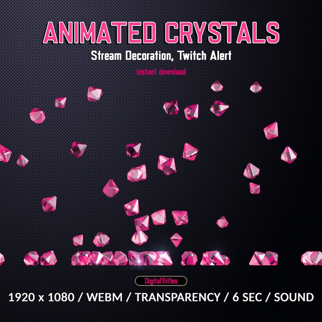 Animated Pink Crystals, Stream Decoration, Twitch Alert, New Cheer, Sub ...
