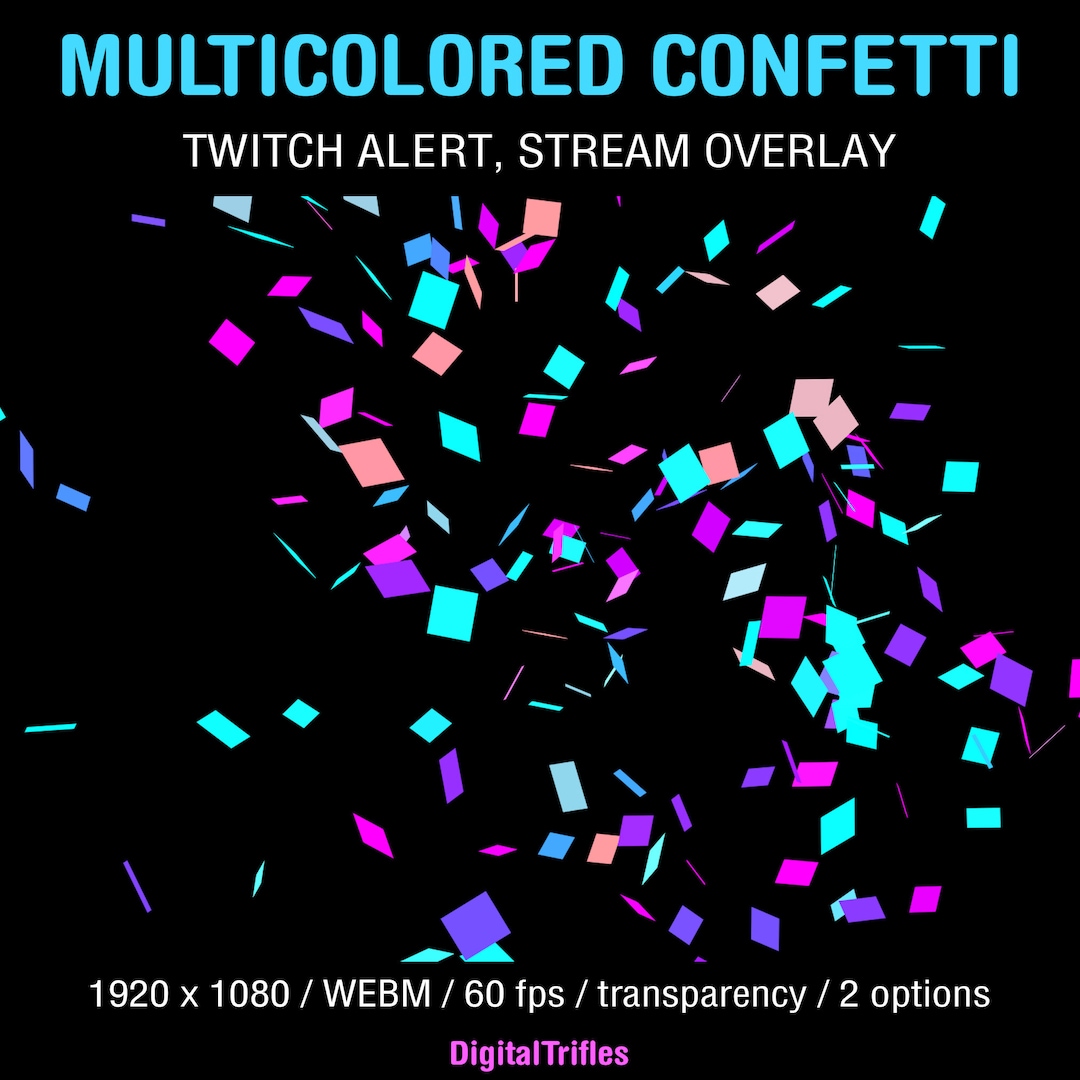 Twitch Alerts Animated Confetti, Stream Overlays Multicolored Animation ...