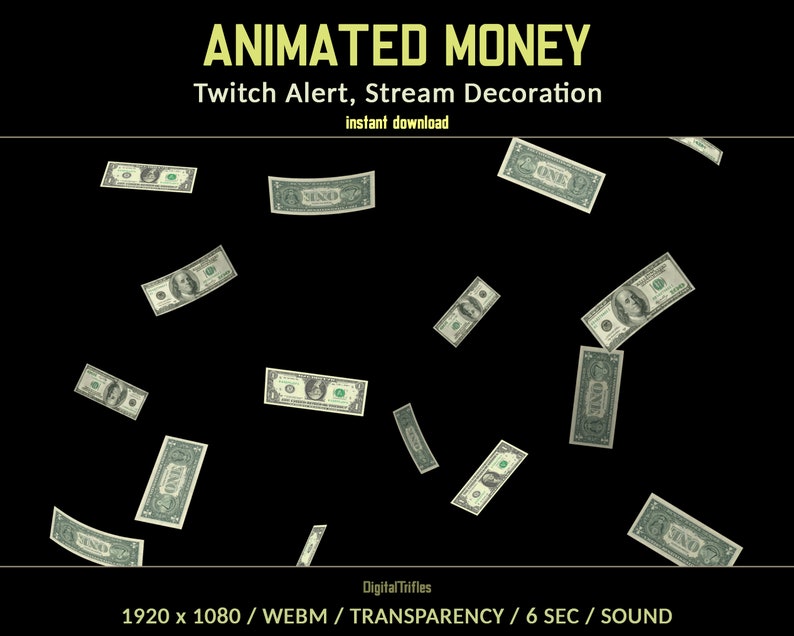 Falling Money Animated Twitch Alert New Donation, Full Screen Stream ...