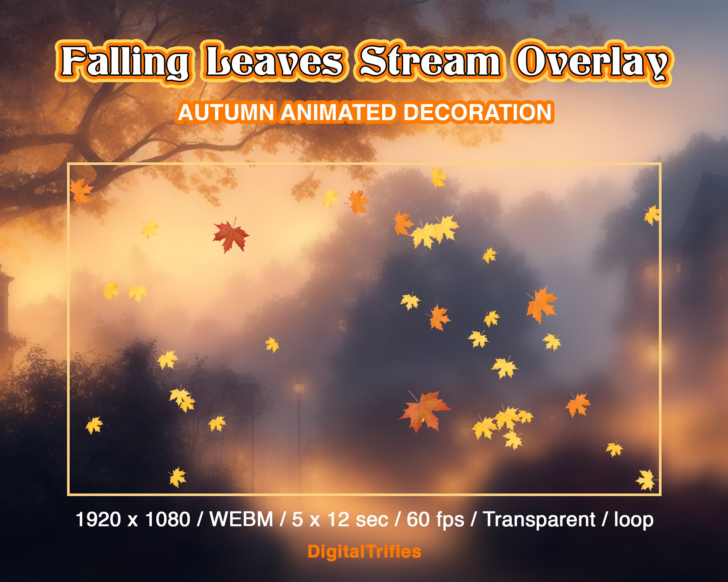 Falling Autumn Leaves, Twitch Overlays, Stream Package of 5 Cozy ...