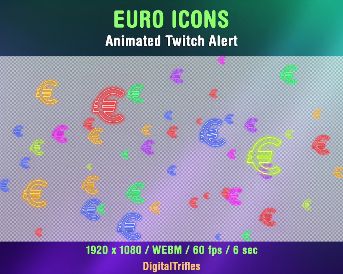 Euro Symbol Twitch Donations Alert, Colorful Money Sign Stream Overlay ...