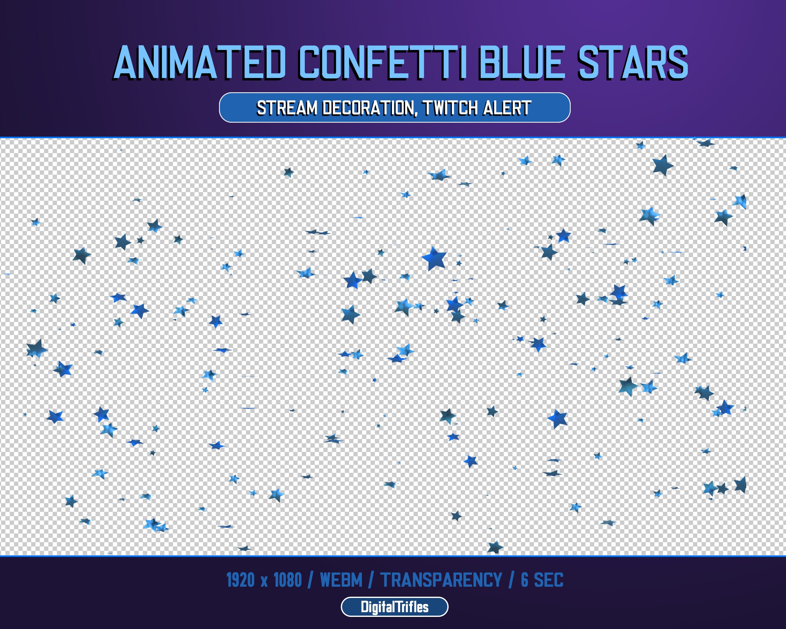 Raining Blue Stars Stream Alert, Twitch Overlay OBS, Donation, Cheer ...