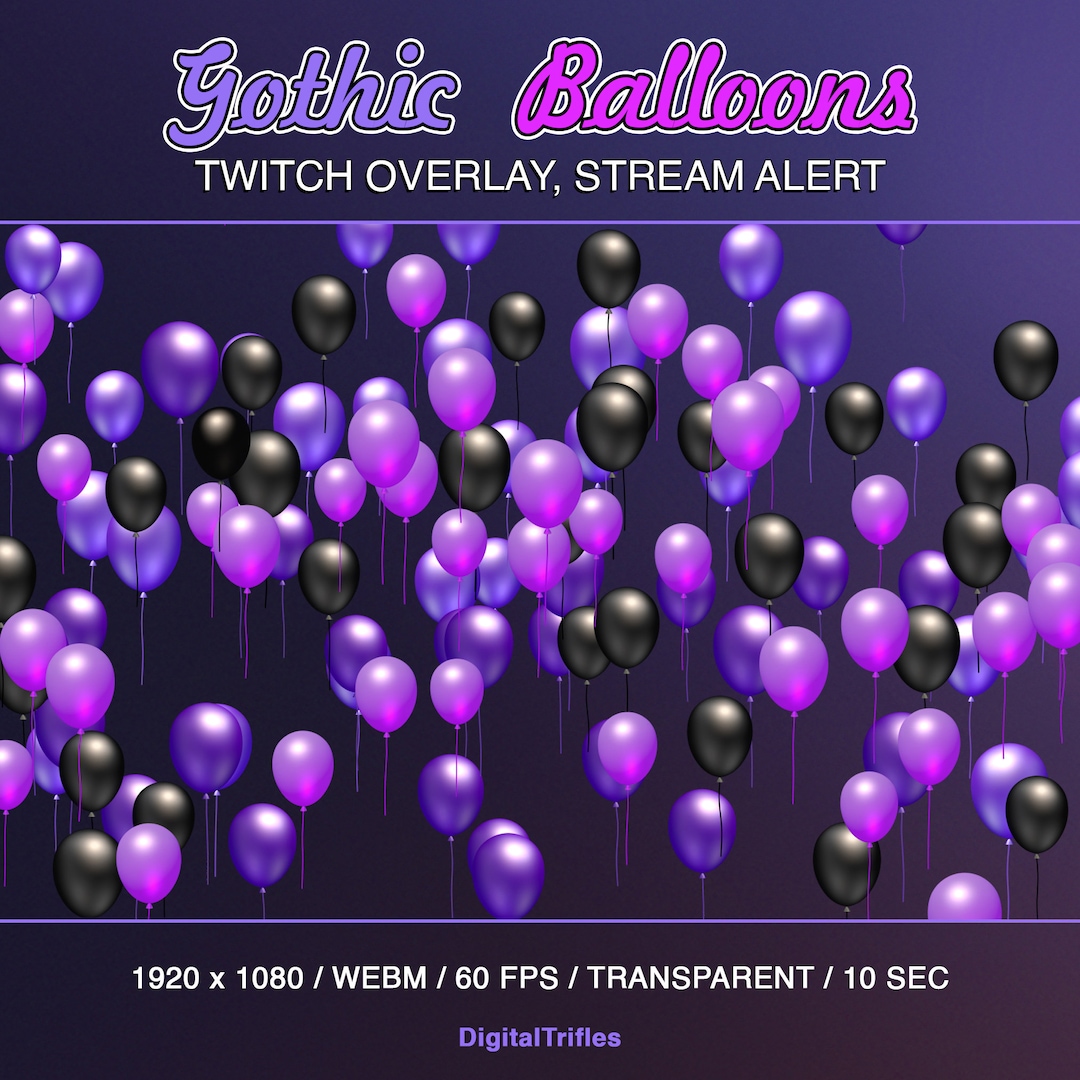 Gothic Balloons Twitch Overlay, Witch Stream Decoration, Dark Theme ...