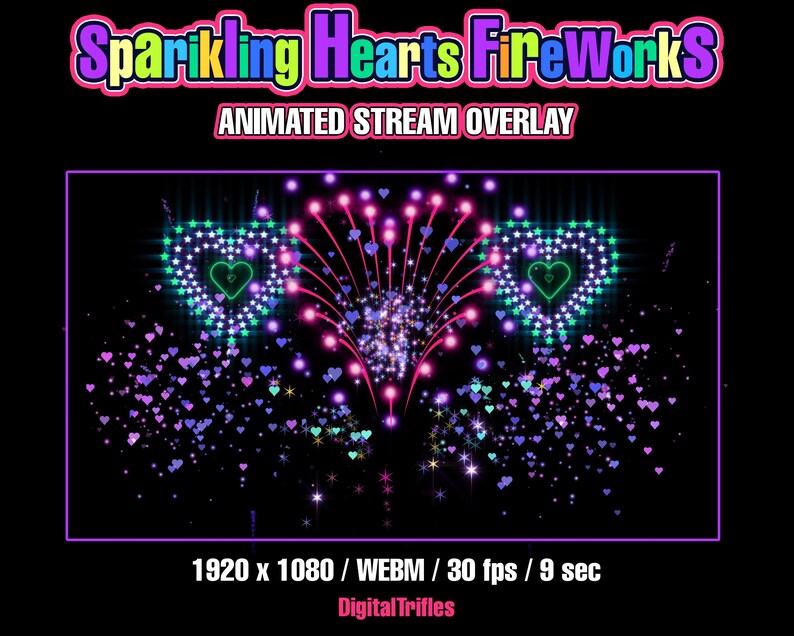 Animated Sparkling Fireworks, Twitch Alert, Stream Overlay, Glowing ...