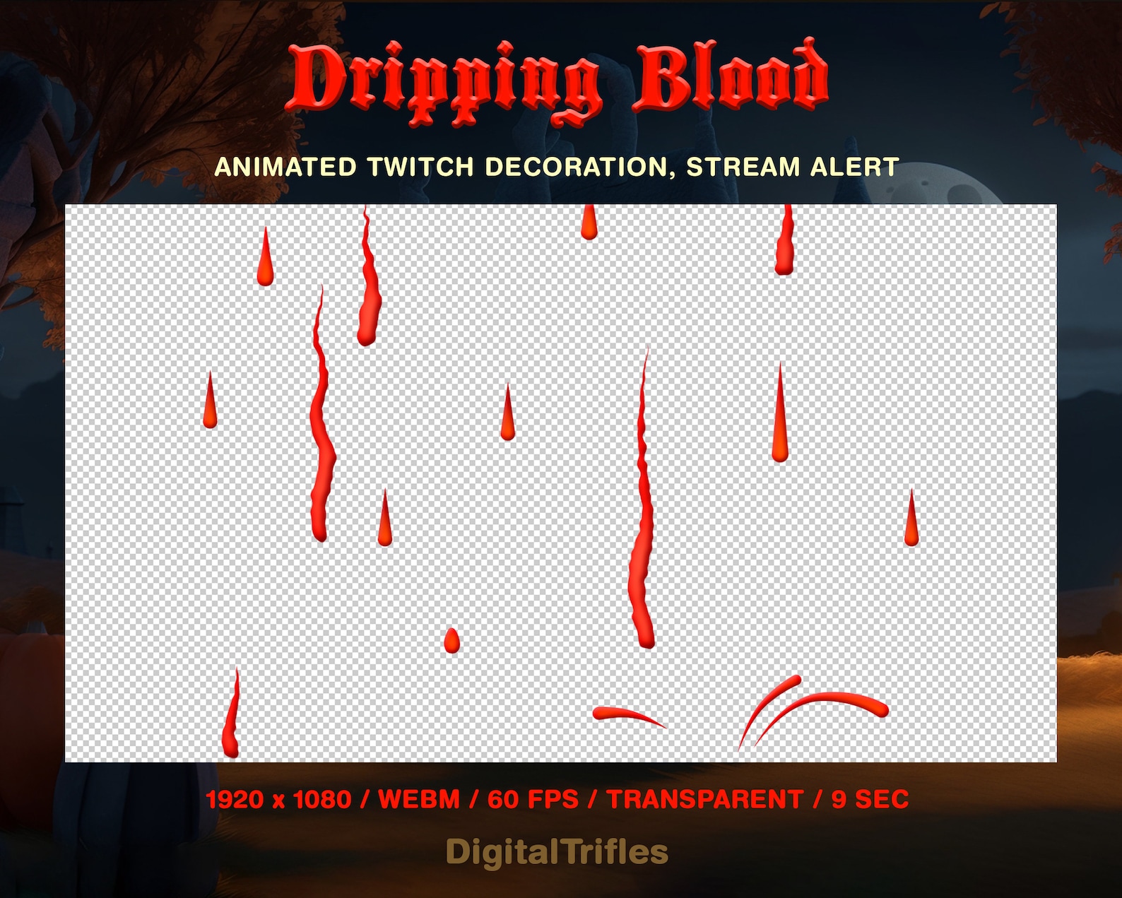 Dripping Blood Animated Halloween Overlay Horror Twitch - Etsy