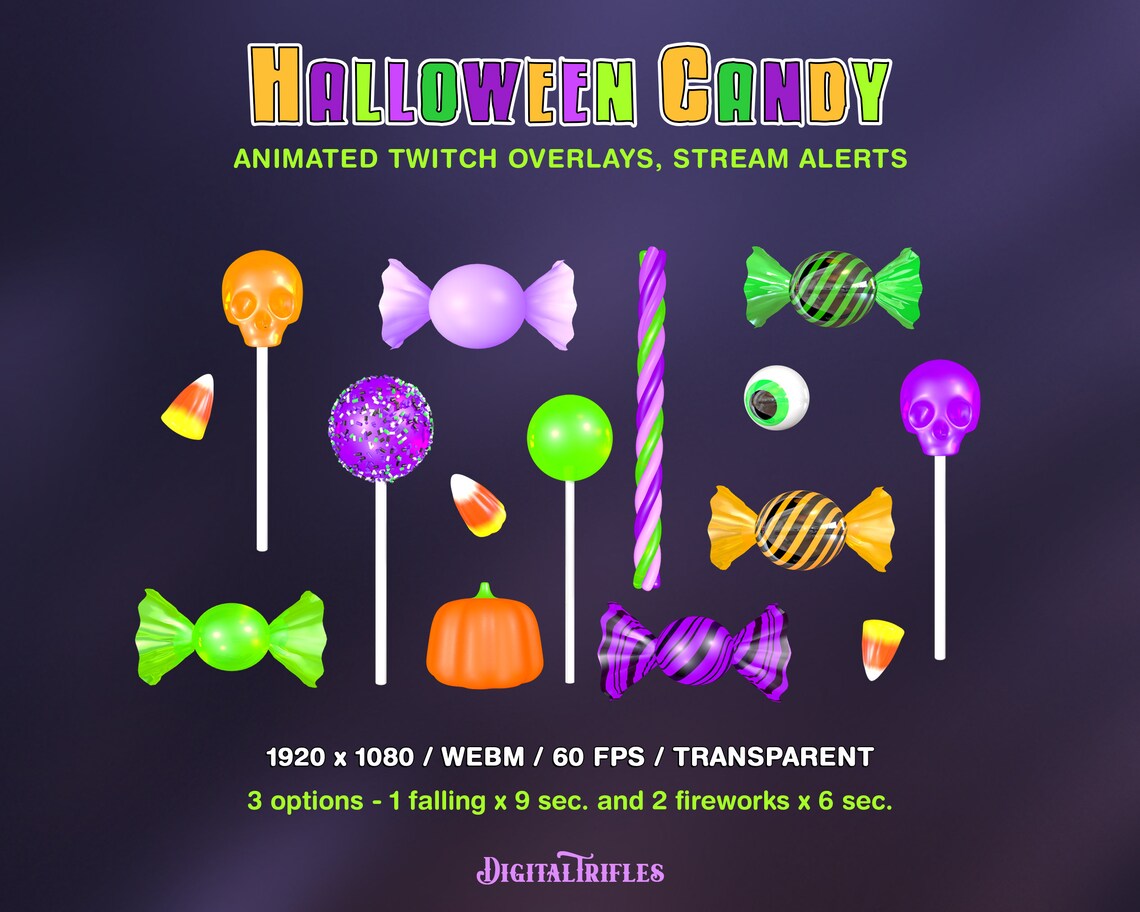 Animated Halloween Candy Twitch Overlays, Stream Alerts, Trick or Treat ...