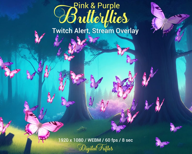 Animated Twitch Overlay Butterfly Themed, Stream Decoration, Fullscreen ...