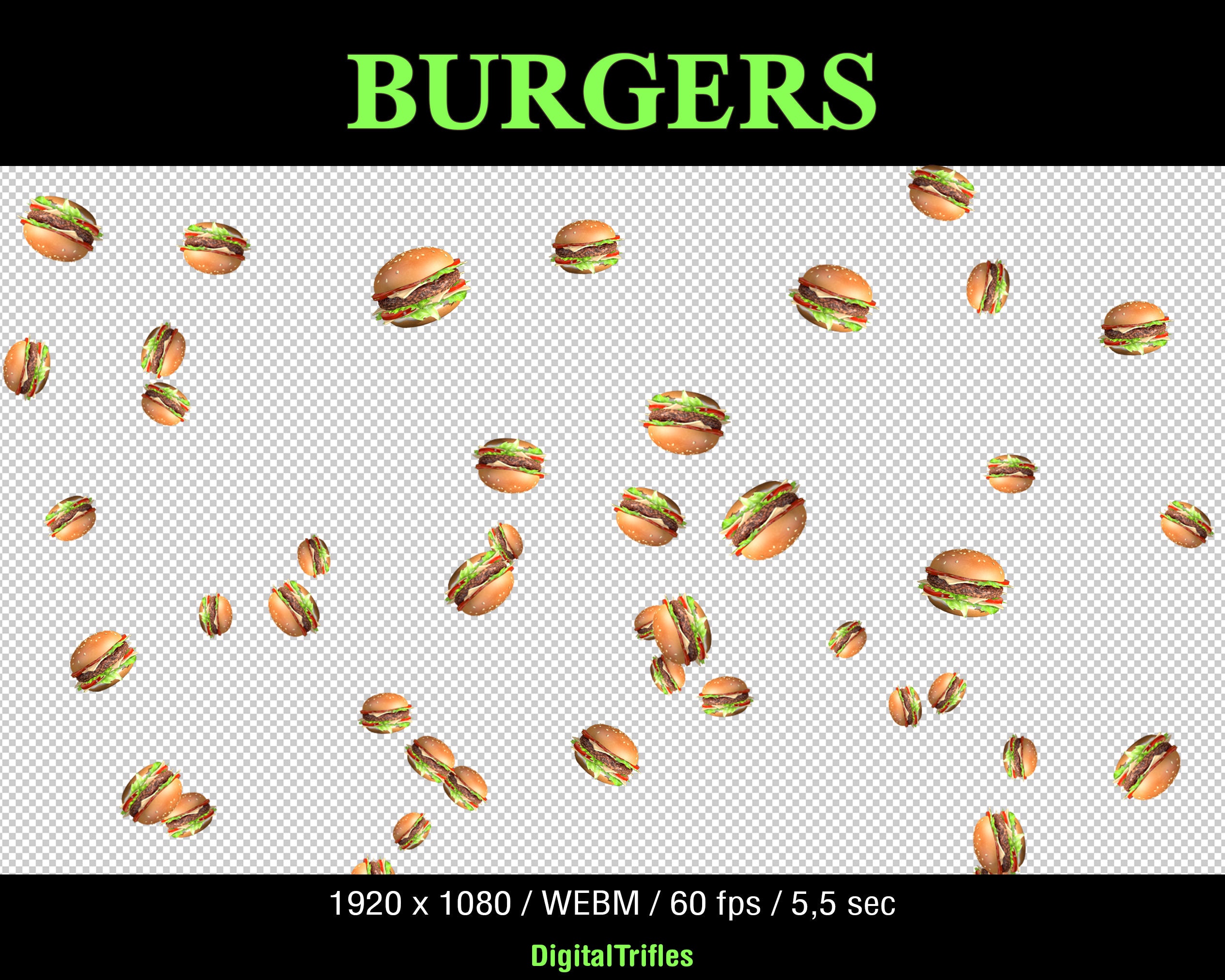 Twitch Alert Animated Burgers, Stream Overlay for Streamlabs and ...