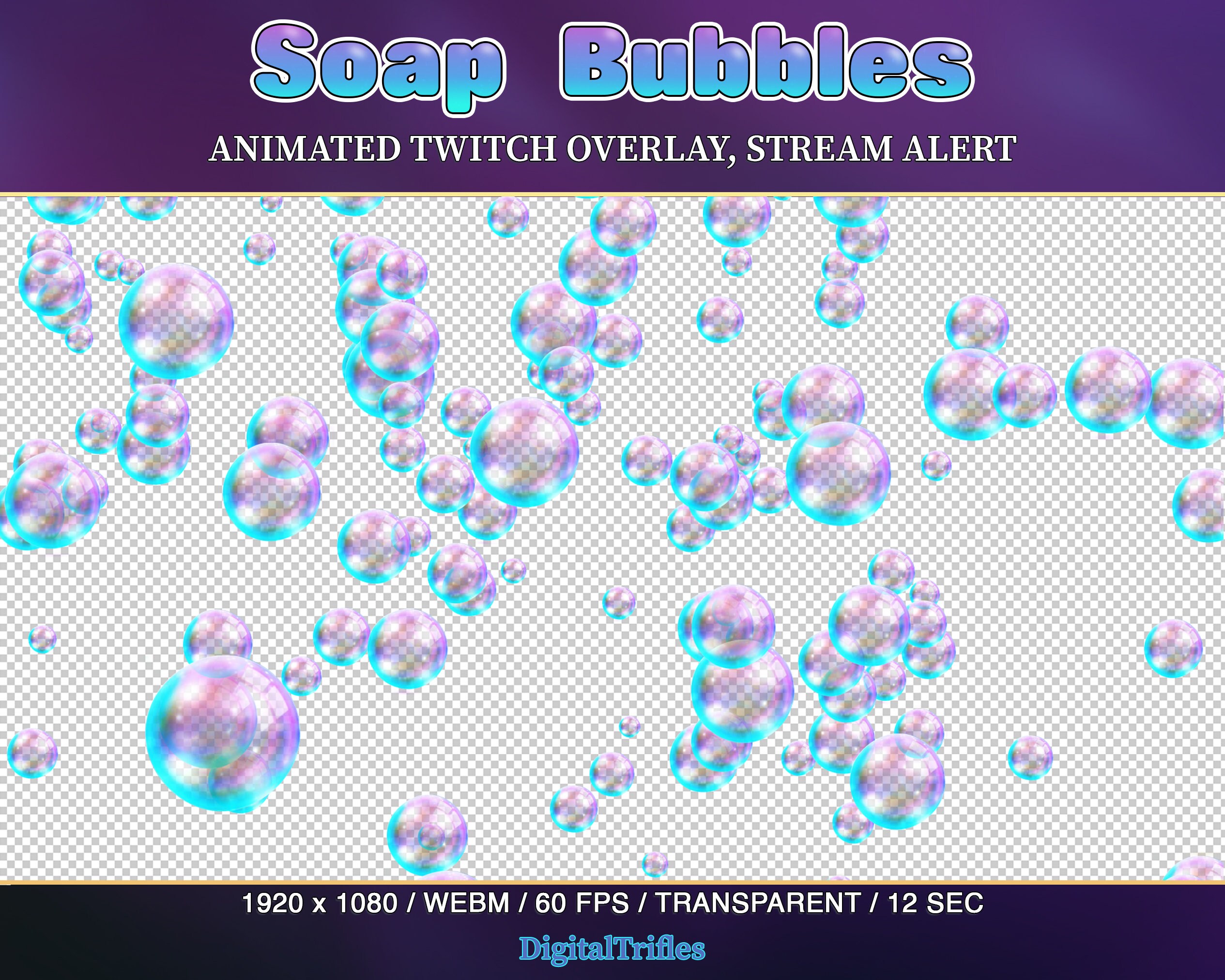 Colorful Bubbles Twitch Overlay, Animated Alert, Cute Stream Decor ...