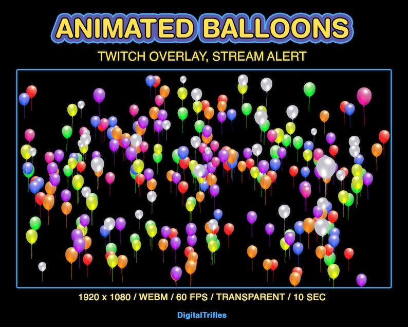 Colorful Balloons, Animated Twitch Overlay and Fullscreen Stream Alert ...