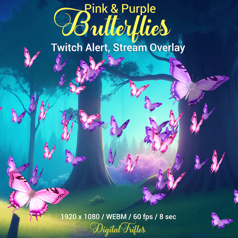 Animated Twitch Overlay Butterfly Themed, Stream Decoration, Fullscreen ...