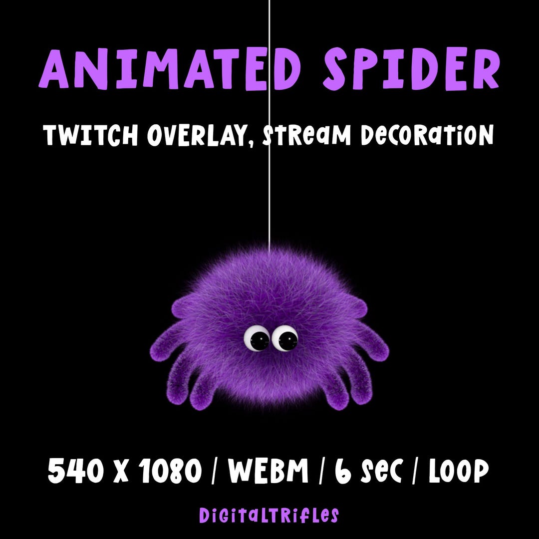 Purple Spider, Animated Twitch Overlay, Loop Stream Decoration With ...