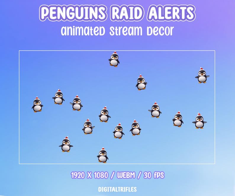 Penguin Raid Alerts, 2 Animated Twitch Overlays, Funny Stream Decor ...