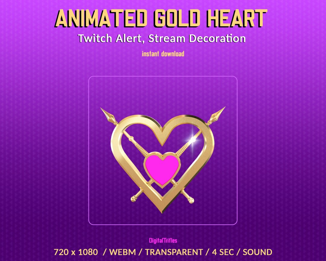 Gold Heart 3D Animated Twitch Stream Alert Decoration - Etsy