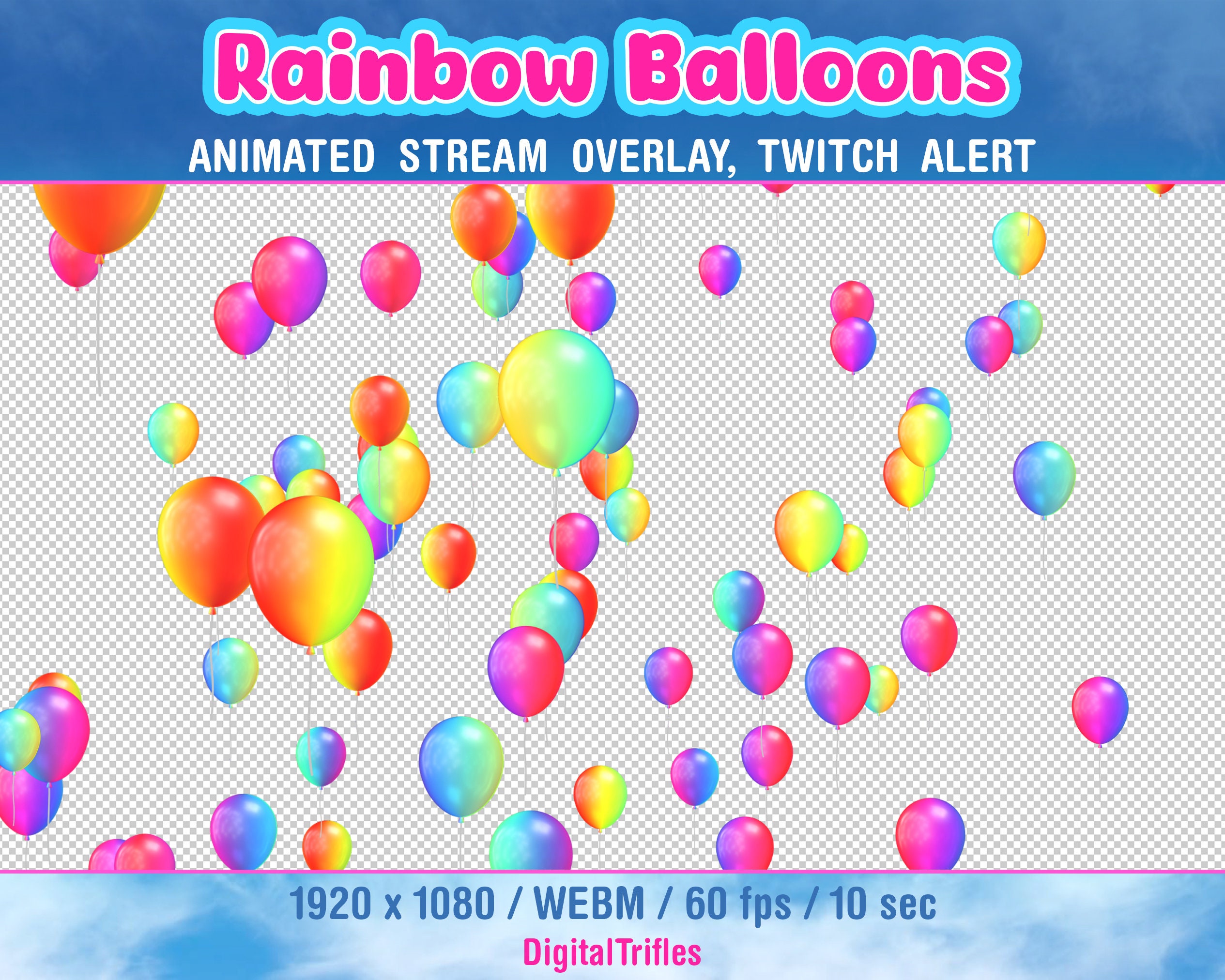 Stream Overlay Rainbow Balloons, Twitch Alert, Bright Colorful Animated ...