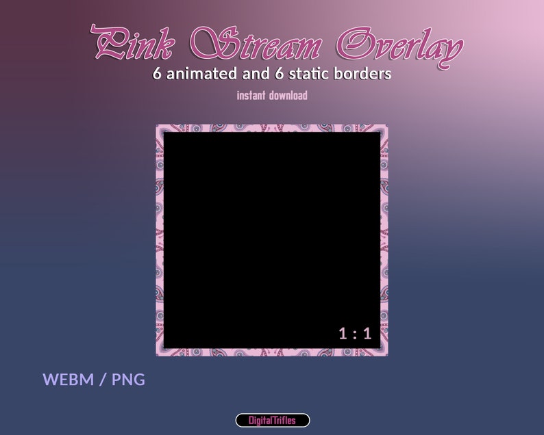 Pink Webcam Overlays for Twitch, Youtube, Animated Camera Border ...