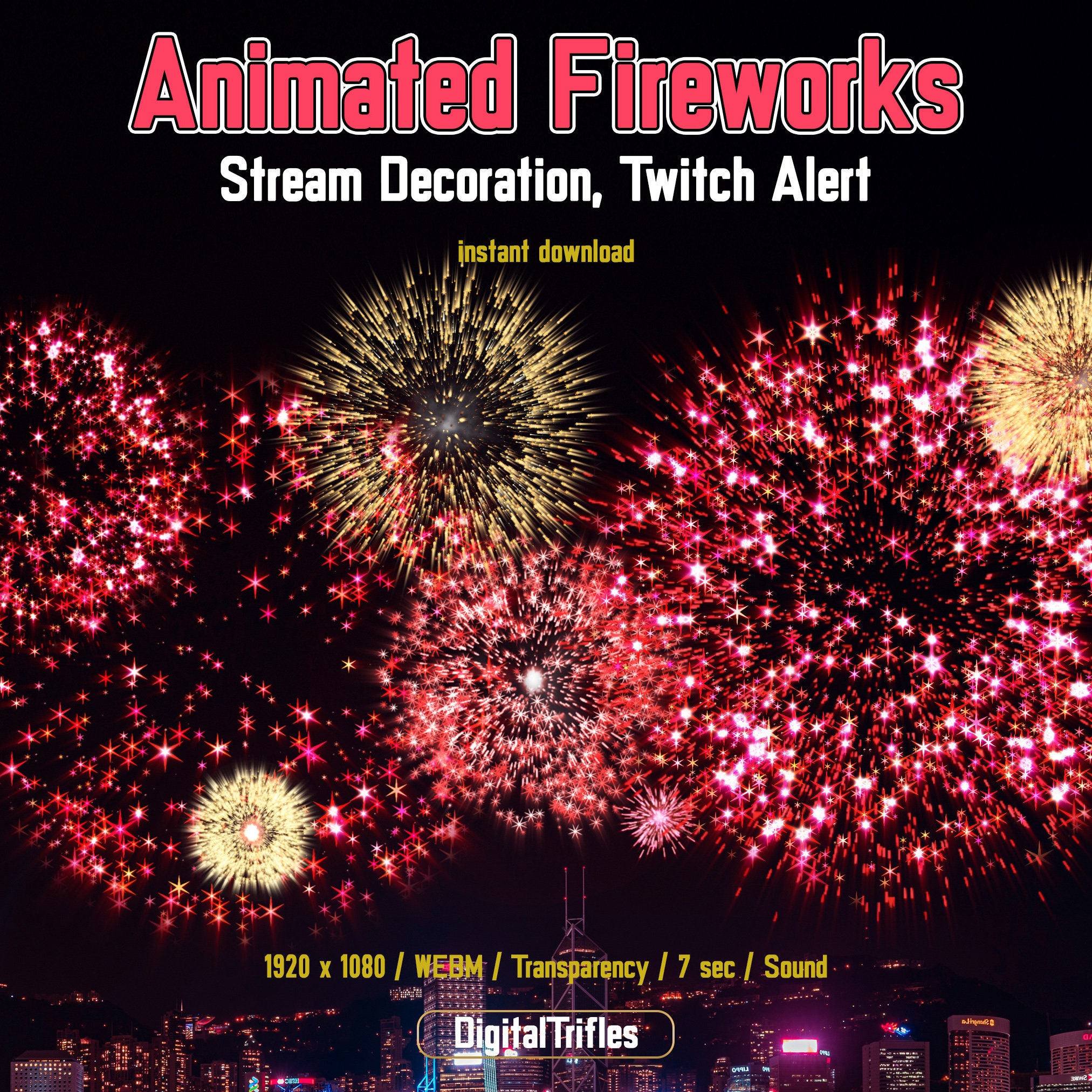 Animated Fireworks, Twitch Alert, Stream Decoration, Full Screen ...