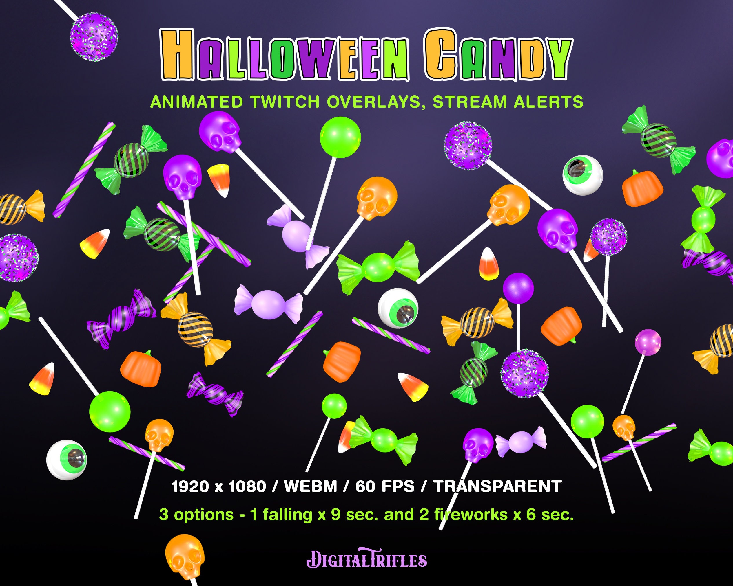 Animated Halloween Candy Twitch Overlays, Stream Alerts, Trick or Treat ...
