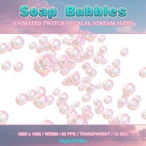 Pink Bubbles Twitch Overlay, Animated Stream Alert, Cute Decor, Flying ...