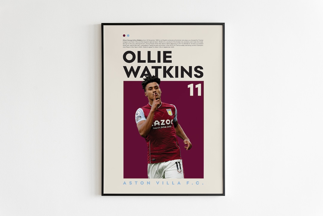 Ollie Watkins Poster, Aston Villa Poster, Ollie Watkins Print Art ...