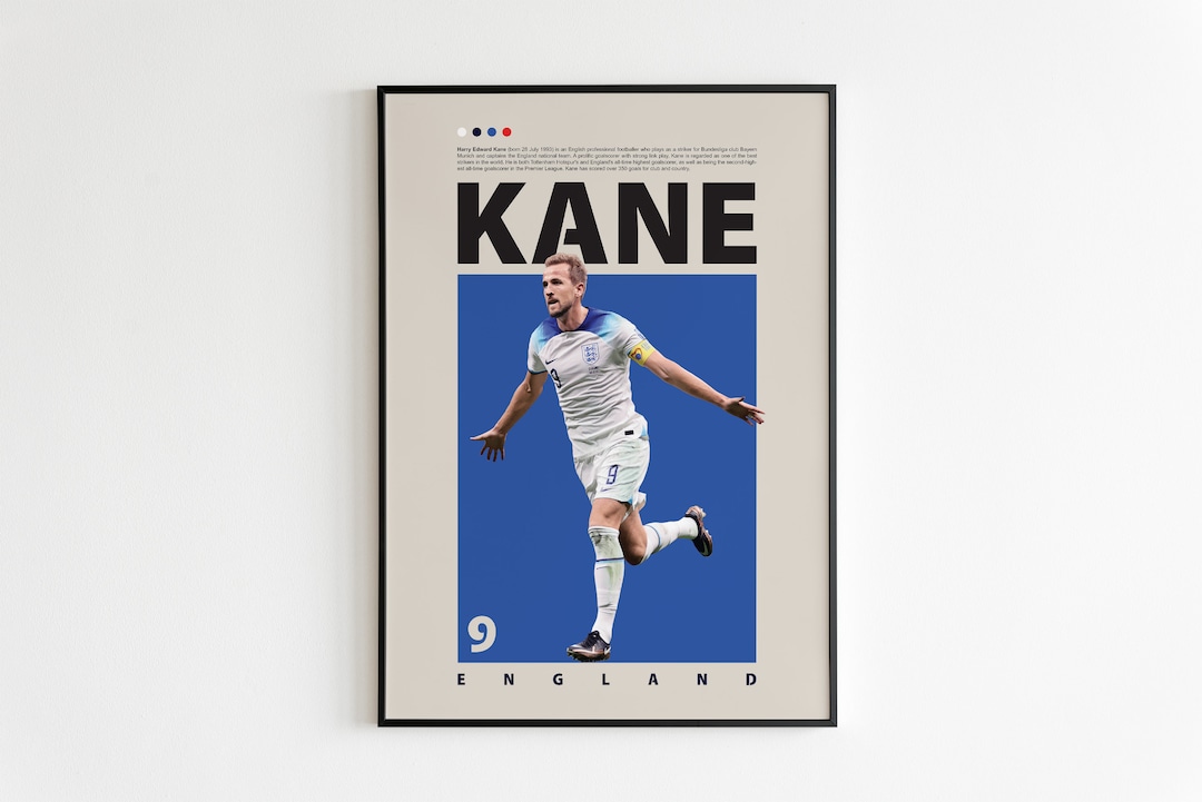 Harry Kane Poster, England Poster Minimalistisch, Harry Kane Print Art ...