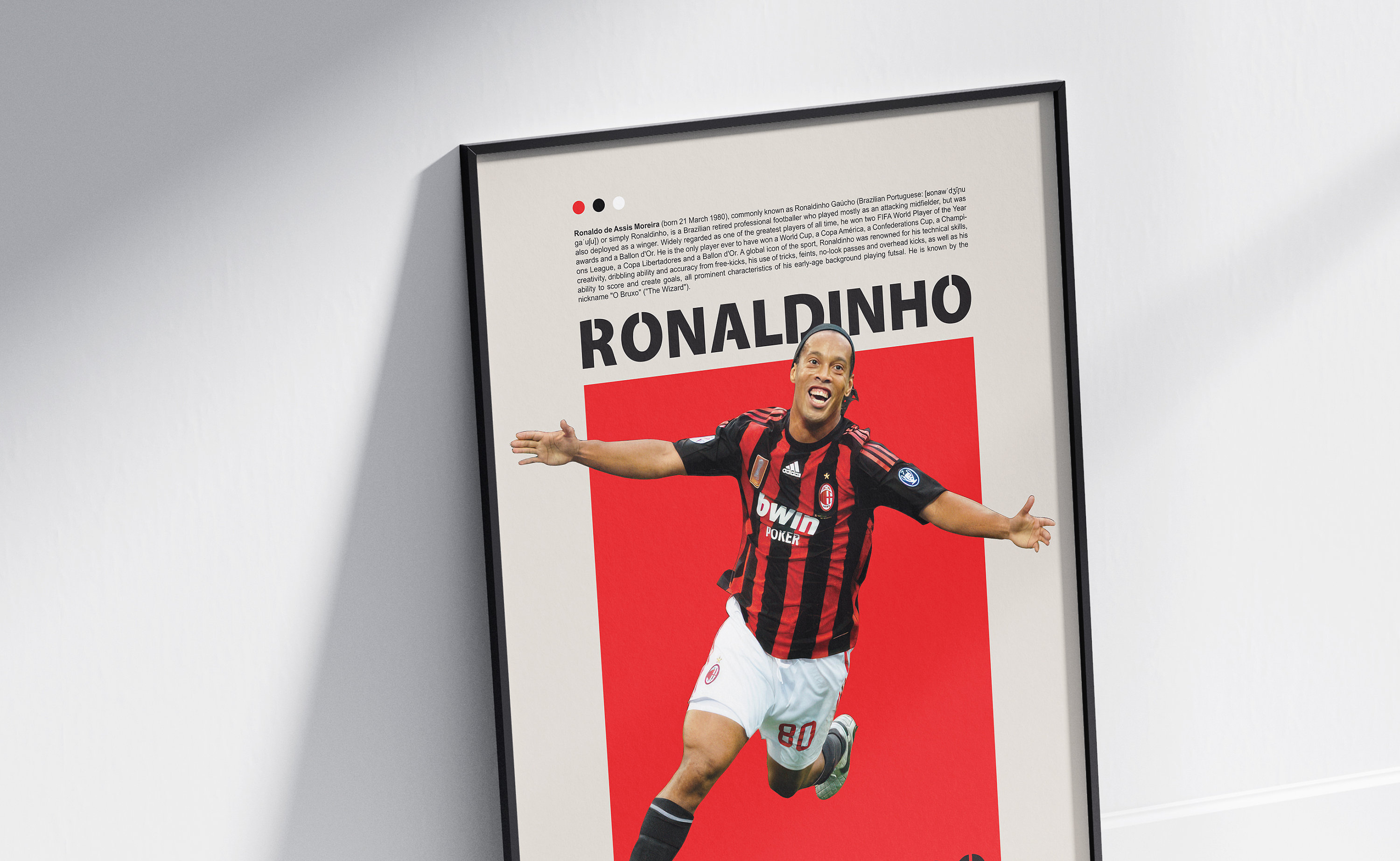 Ronaldinho Poster, AC Milan Poster Minimalist, Ronaldinho Print Art ...
