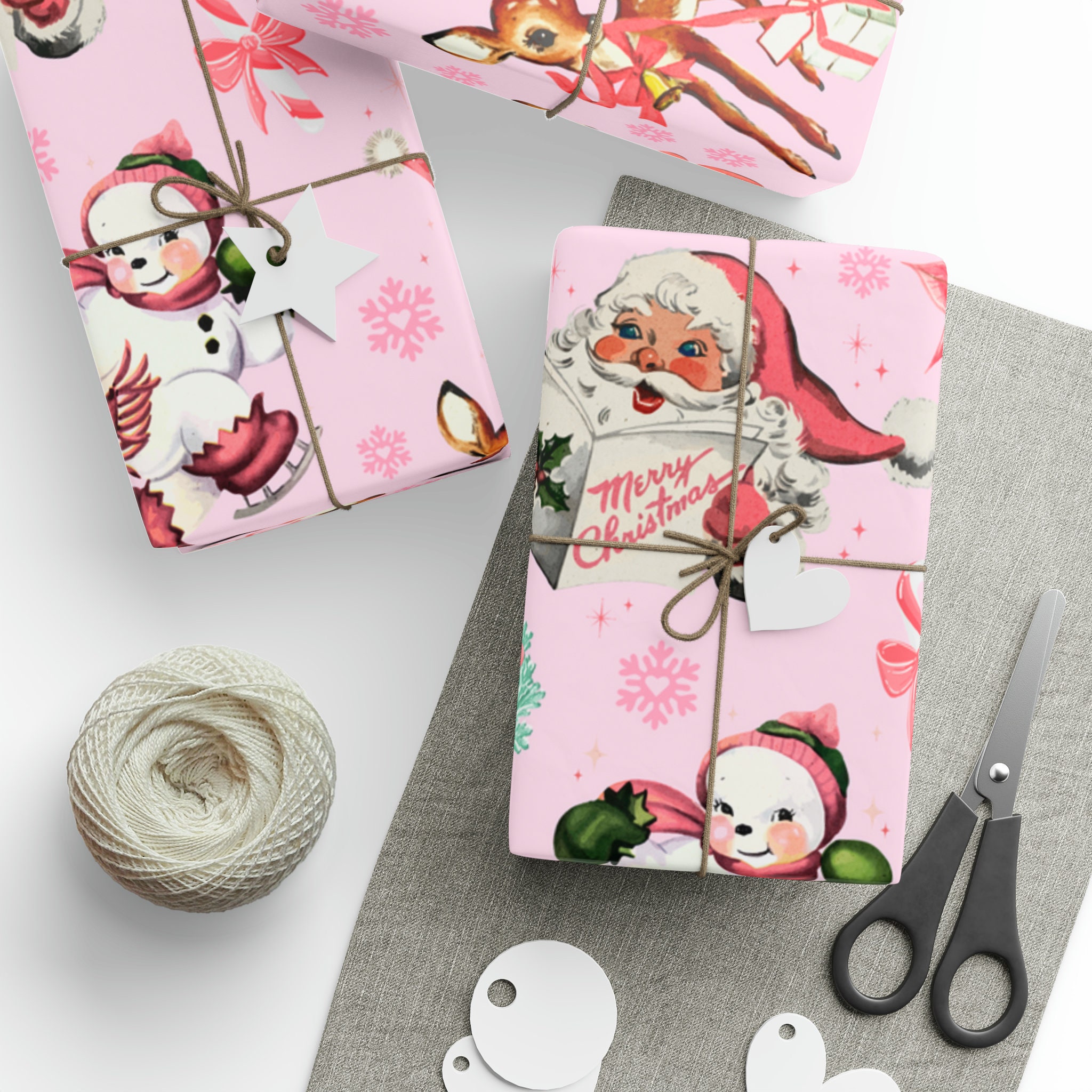 Reindeer Bambi Santa Personalized Christmas Wrapping Paper | Vintage ...