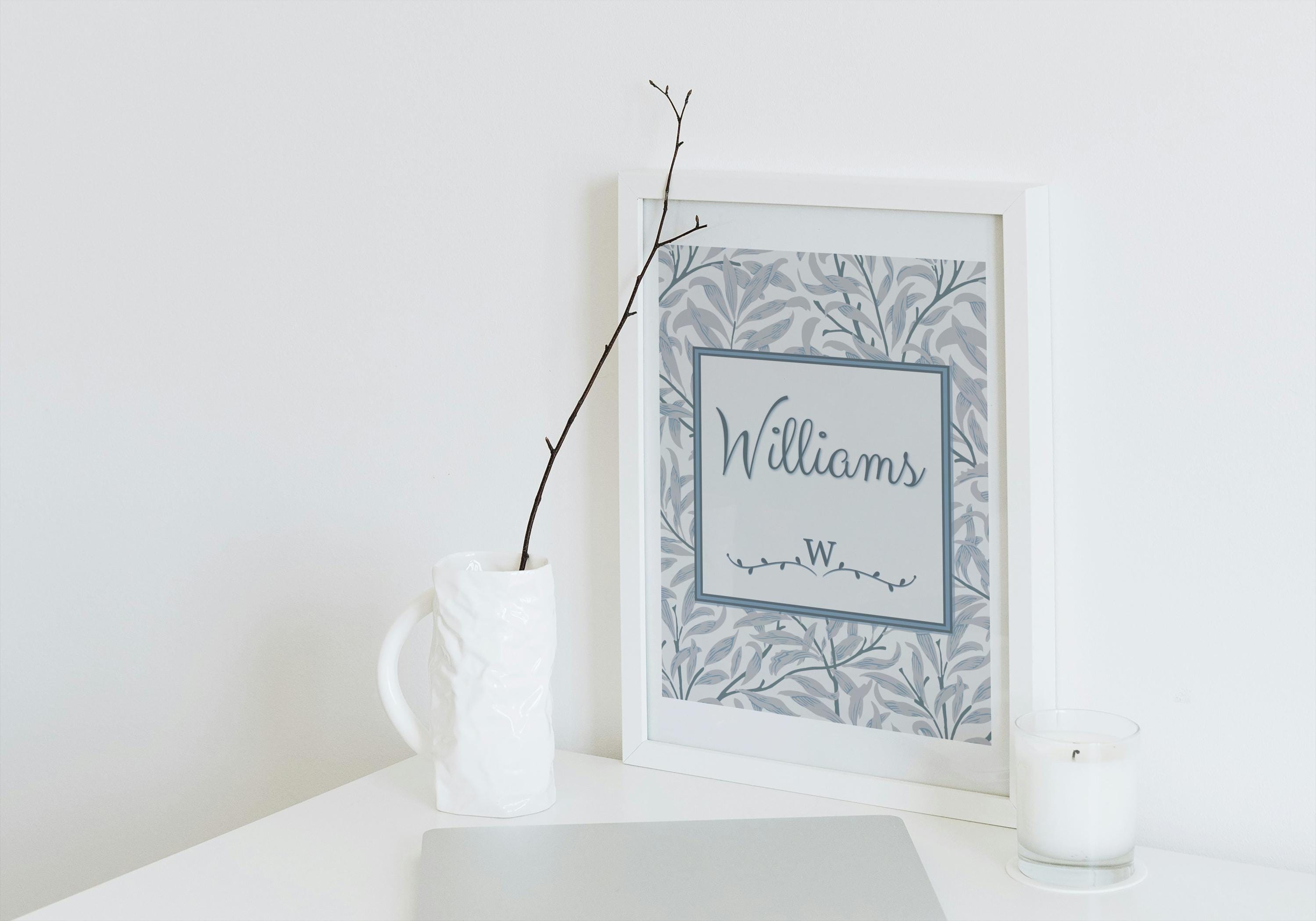 Custom Last Name Floral Art Print, Personalized Surname Wall Decor ...
