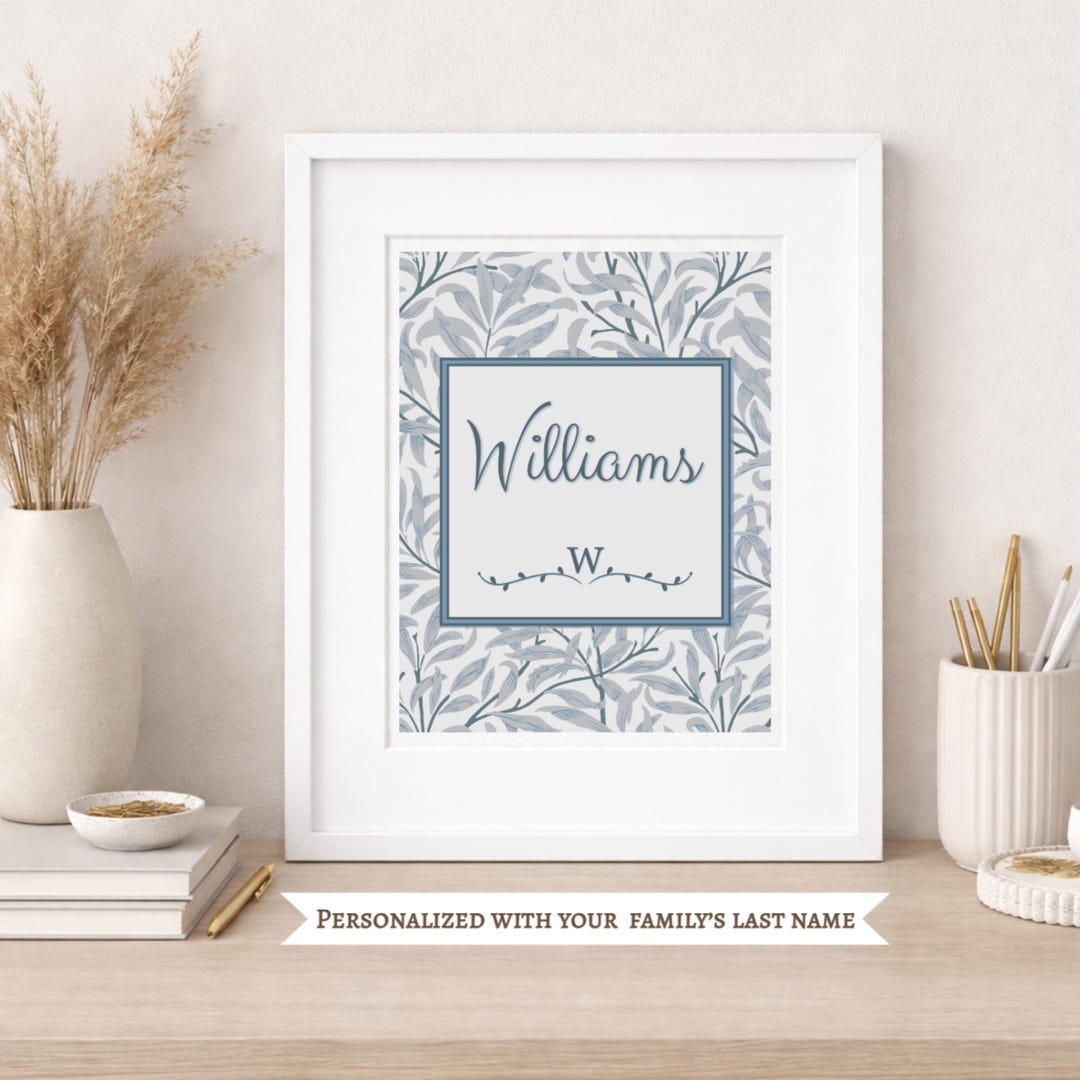 Custom Last Name Floral Art Print, Personalized Surname Wall Decor ...
