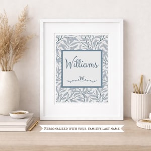 Custom Last Name Floral Art Print, Personalized Surname Wall Decor ...