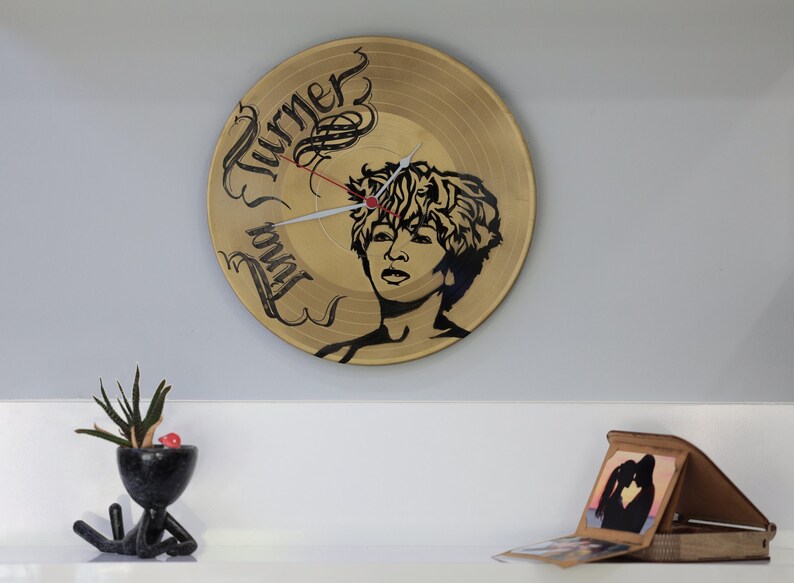 Tina Turner Vinyl Record Clock and Painting, Art of Calligraphy, Wall ...